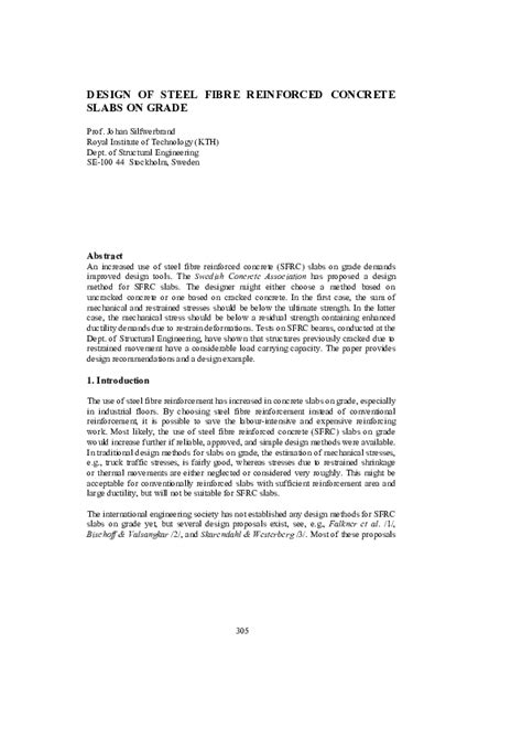 Pdf Design Of Steel Fibre Reinforced Concrete Slabs On Grade