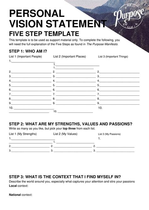 Free Printable Vision Statement Templates Word Pdf Examples