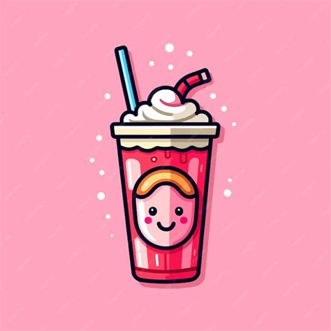 Premium Vector Cute Milkshake With Straw Vector Illustration