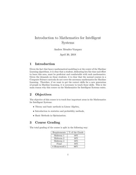 Introduction Mathematics Intelligent Systems Syllabus Pdf