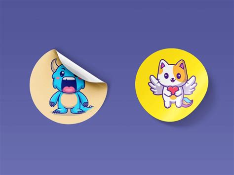 디자인소스 포토샵 라운드 스티커 Psd 목업 무료 다운