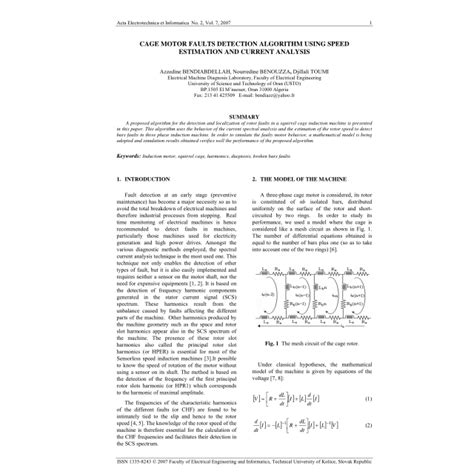 Cage Motor Faults Detection Algorithm Using Speed Estimation And