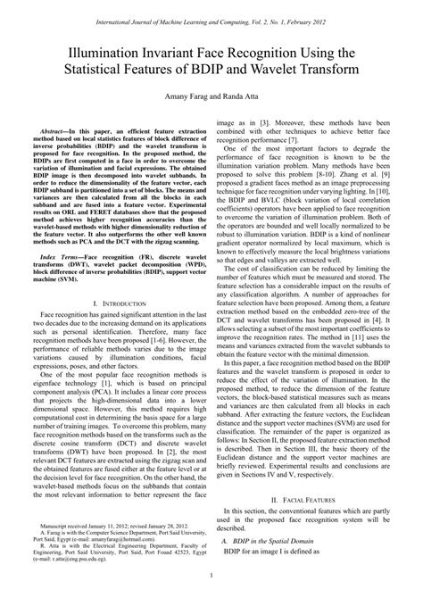 Pdf Illumination Invariant Face Recognition Using The Statistical Features Of Bdip And Wavelet