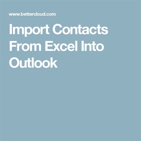 Import Contacts From Excel Into Outlook Excel Outlook Excel Spreadsheets