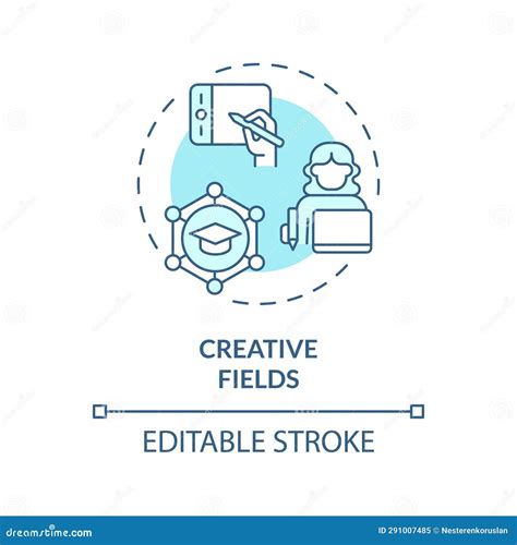 2d Blue Thin Linear Icon Creative Fields Concept Stock Illustration Illustration Of Isolated