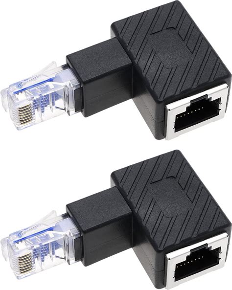 VGOL 2PCS RJ45 Ethernet Adapter 90 Degree RJ45 Male To RJ45 Female Adapter Elbow Connector