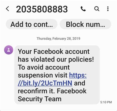 Facebook Policy Violation Warning Text Message Legit