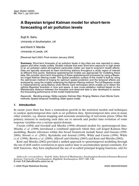 A Bayesian Kriged Kalman Model For Short Term Forecasting Of Air