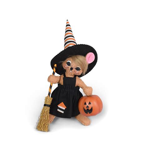 5in Scary Stripe Witch Mouse Halloween Witch Annalee Dolls