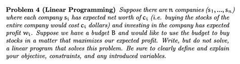 Solved Problem 4 Linear Programming Suppose There Are N