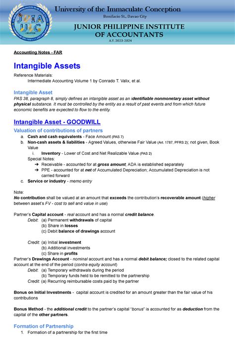 Intangible Assets Notes Accounting Notes Far Intangible Assets Reference Materials