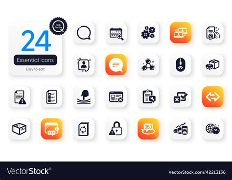 Set Of Technology Flat Icons Cogwheel Lock Vector Image