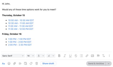How To Send Availability In Email Template
