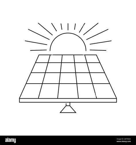 Solar Panel Color Line Icon Renewable Energy Sources Vector Isolated Element Editable Stroke
