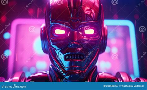 Retro Futuristic Robot Character Stock Illustration Illustration Of Modern Helmet 285620397