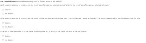 Solved Are They Disjoint Which Of The Following Pairs Of Chegg Com