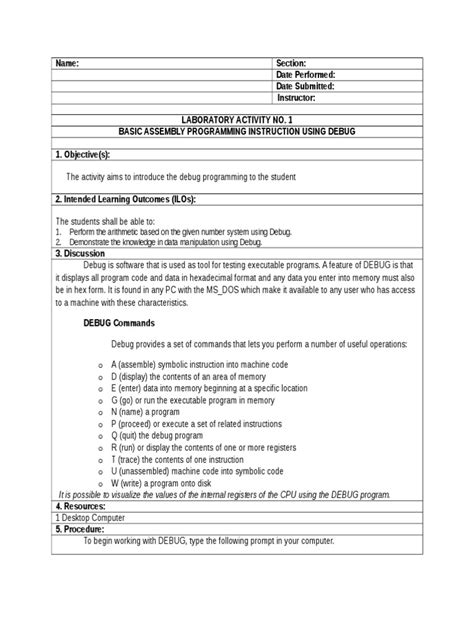 Coa Experimentno 1 Pdf Assembly Language Computer Program