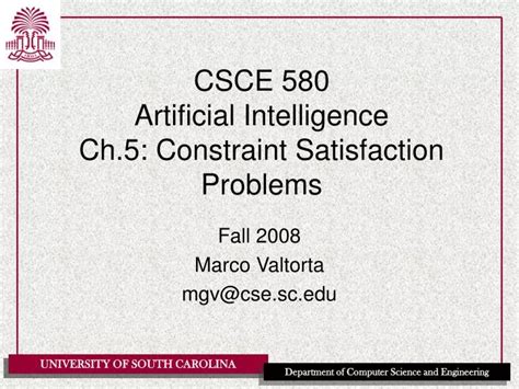 Ppt Csce 580 Artificial Intelligence Ch 5 Constraint Satisfaction