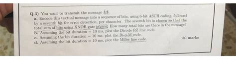 Q3 ﻿you Want To Transmit The Message Anda ﻿encode
