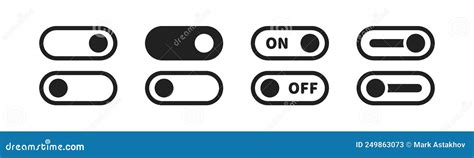 Toggle Switch Icon Set Vector Illustration On Off Slider Toggle