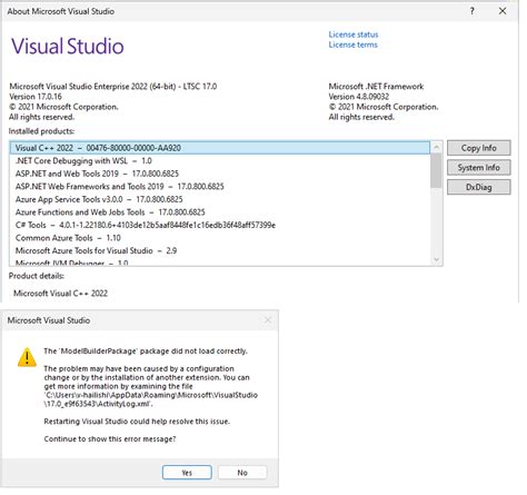 Extension Fails To Load Setsite Failed For Package Modelbuilderpackage · Issue 2394 · Dotnet