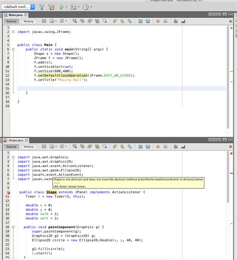 Java Animate Ball Jpanel Subclass Is Not Abstract Error Stack Overflow