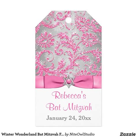 Winter Wonderland Bat Mitzvah Favor Tags Pink Zazzle Bat Mitzvah