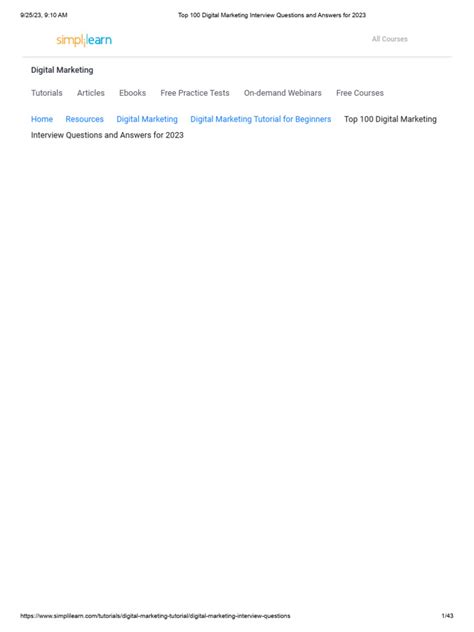 Top 100 Digital Marketing Interview Questions And Answers For 2023 Pdf Search Engine