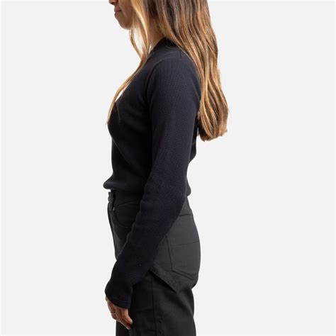 Jetty Black Terrapin Thermal 100 Cotton Waffle Long Sleeve Sweater