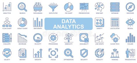 Data Analytics Icons Set In Duotone Outline Stroke Design For Web Pack Pictograms Of Search