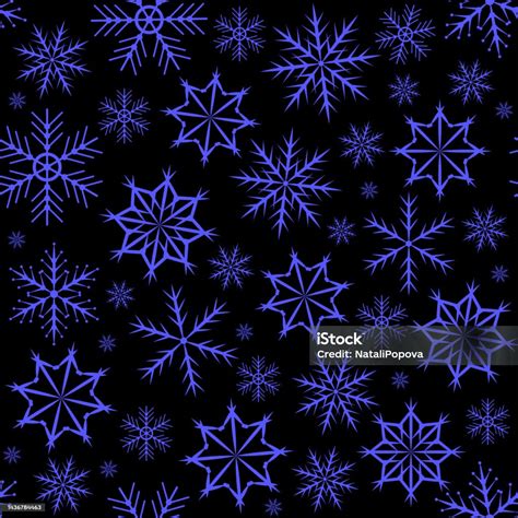 Snowflakes Seamless Pattern Christmas Vector Background Snowfall Repeat Backdrop Stock