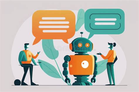 Chatbot Robot Conversing With Customer Answering Questions And Providing Information Stock