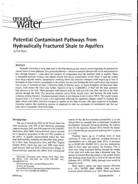 2012 Myers Potential Contaminant Pathways From Hydraulically