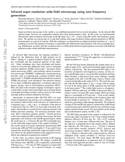 Pdf Infrared Super Resolution Wide Field Microscopy Using Sum