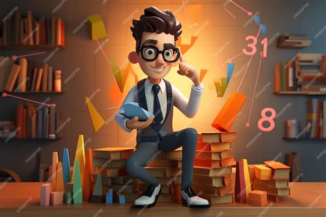 Premium Ai Image 3d Cartoon Statistician Character Generative Ai