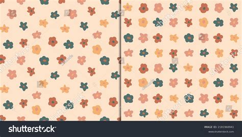 Seamless Floral Random Grid Pattern Pack Stock Vector Royalty Free
