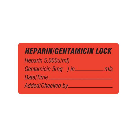 Jg1195 Heparin Gentamicin Lock Triarc