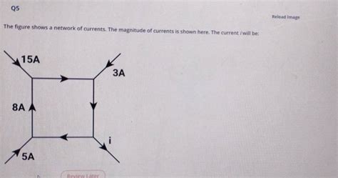 Q5 Reload Image The Figure Shows A Network Of Currents The Magnitude Of