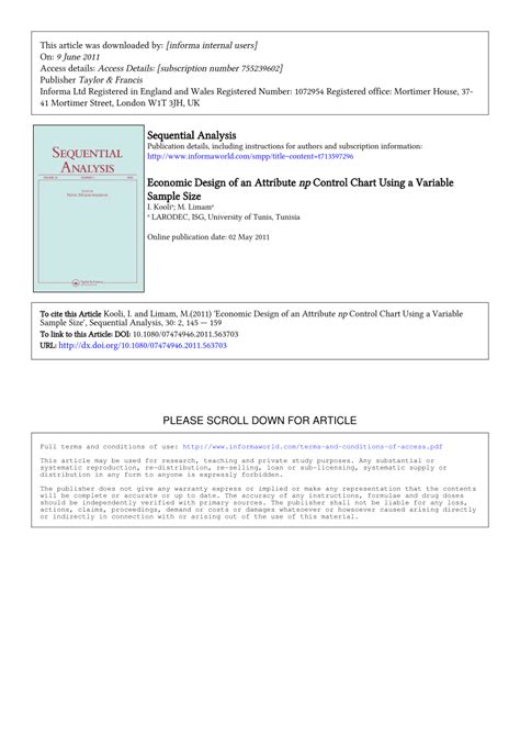 Pdf Economic Design Of An Attribute Np Control Chart Using A Variable Sample Size