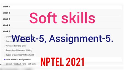 Nptel Soft Skills Assignment 5 Answers 2023