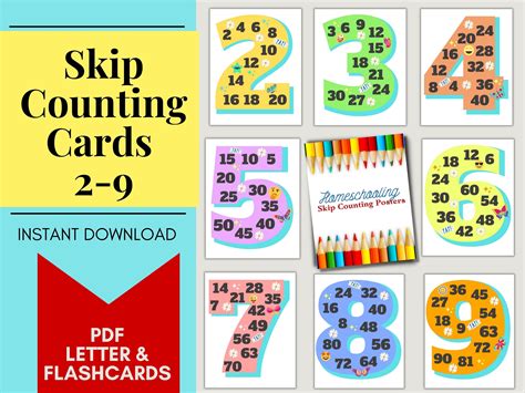 Printable Skip Counting Cards Homeschool Math Activity Math Flash