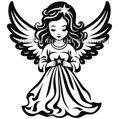Christmas Angel Svg And Png Files Winter Christmas Clipart Silhouette