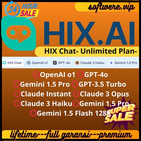 Jual Hix Chat Unlimited Plan All In One Platform Chat Ai Chat Gptcloude Ai Gemini Advance