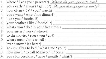 Simple Present Ejemplos Preguntas Bourque