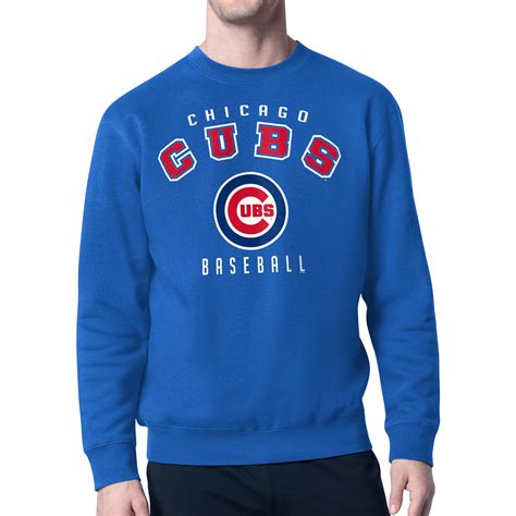 Mens Chicago Cubs Starter Royal Team Logo Fleece Pullover Sweatshirt