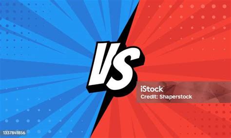 Vs 문자는 하프톤 번개와 평면 만화 스타일의 디자인에 배경을 싸운다 벡터 배경 주제에 대한 스톡 벡터 아트 및 기타 이미지