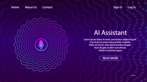 인공 지능 개념입니다 웹 사이트 또는 모바일 앱용 배너입니다 Ai 개인 음성 비서가 있는 랜딩 페이지 그림 Cpu에 대한 스톡