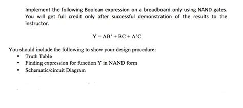 Solved Implement The Following Boolean Expression On A Chegg