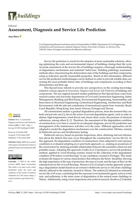 Pdf Assessment Diagnosis And Service Life Prediction