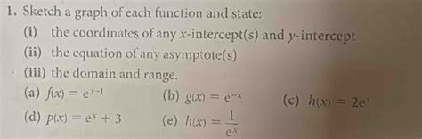 Solved Sketch A Graph Of Each Function And State I The Coordinates Of Any X Intercept S And